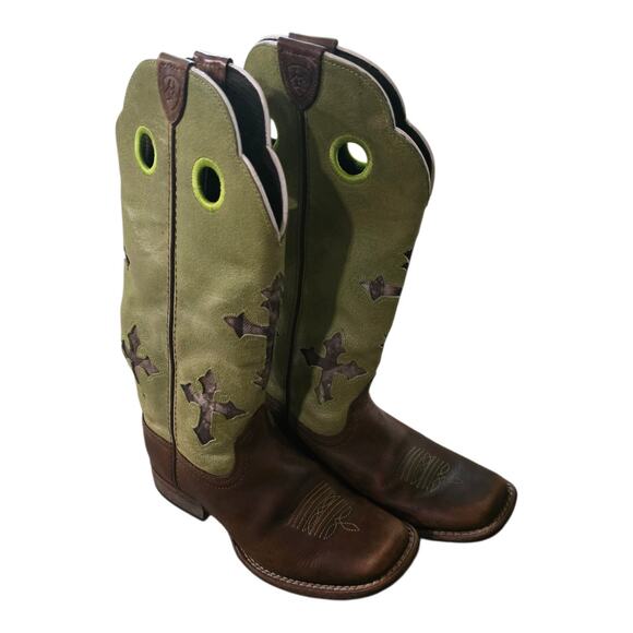 Ariat | Shoes | Ariat Kids Ranchero Lime Green Brown Camo Cross Cowboy ...